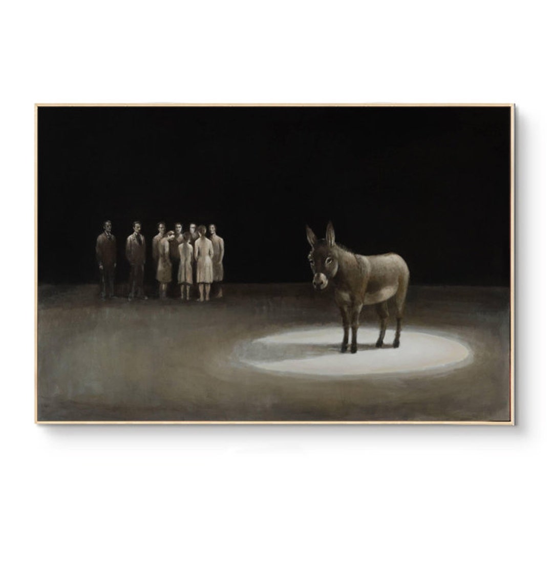 Classical Donkey Oil Painting on Canvas, Large Original Donkey Canvas ...