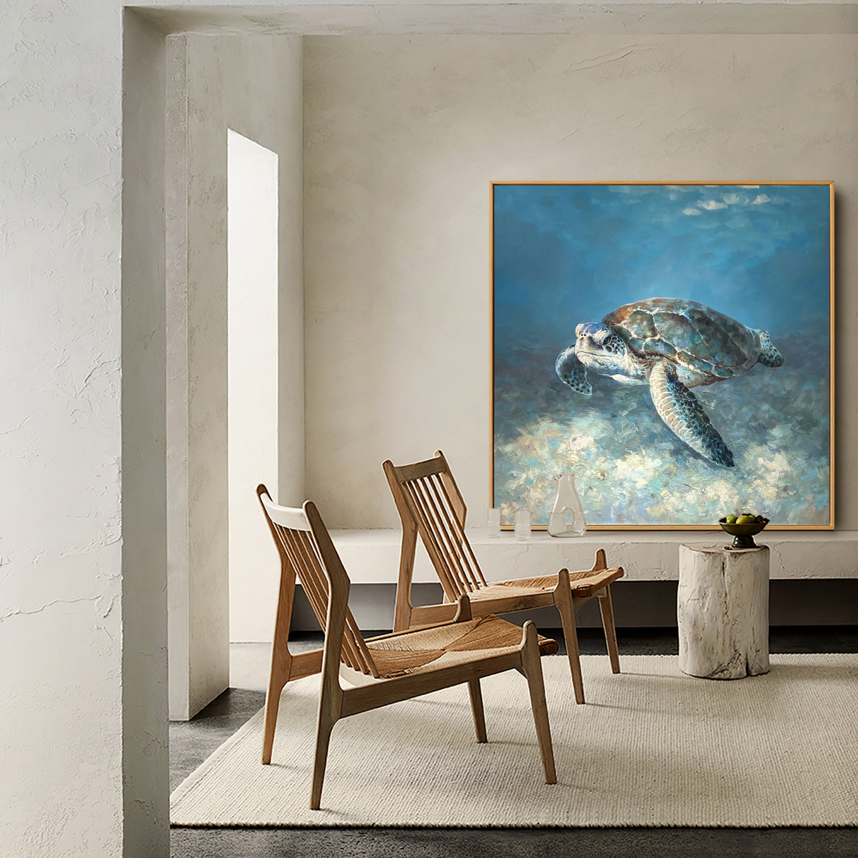 Hand Painted Sea Turtle Oil Painting on Canvas Large - Etsy