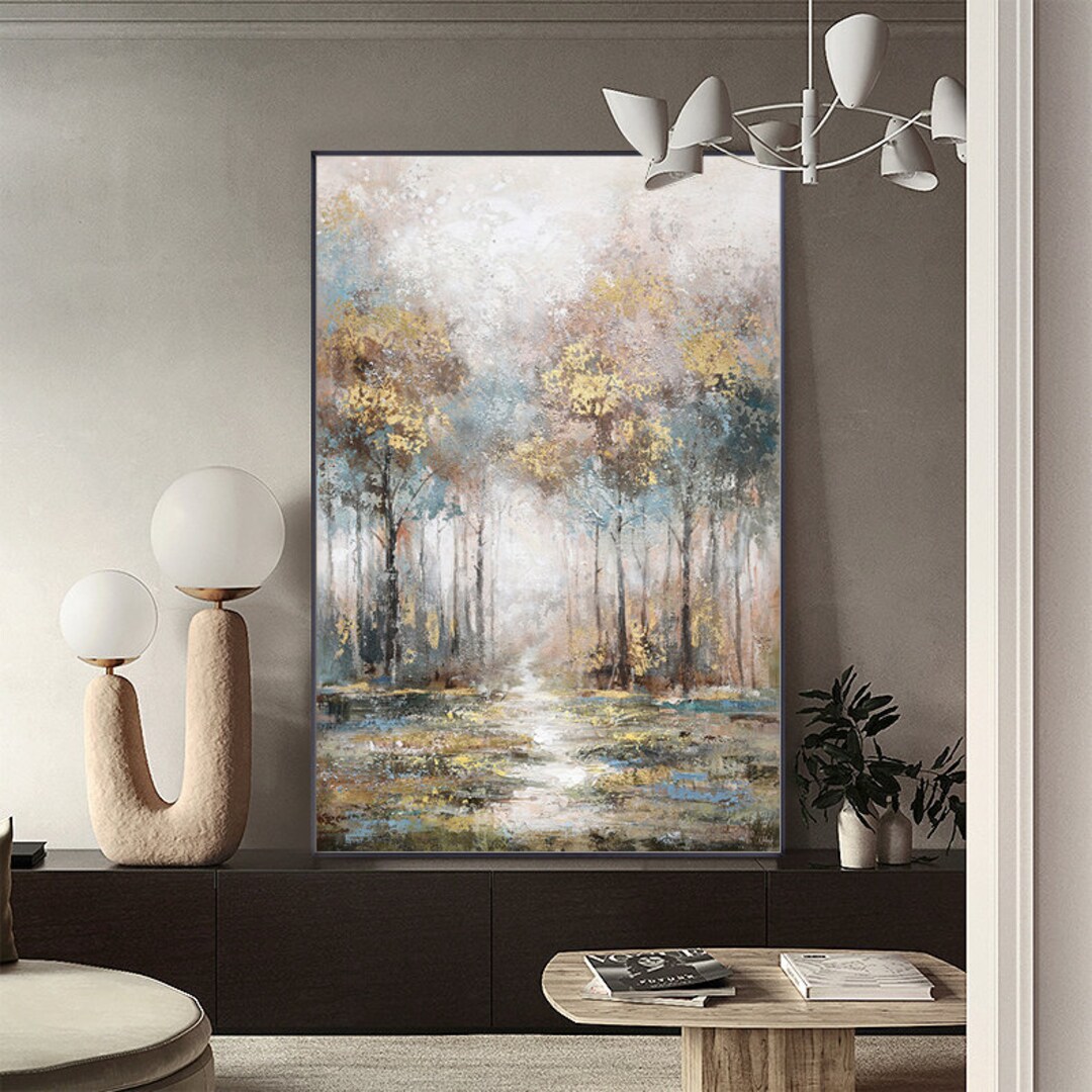 Large Abstract Landscape Oil Painting on Canvas, Original Hand-painted ...