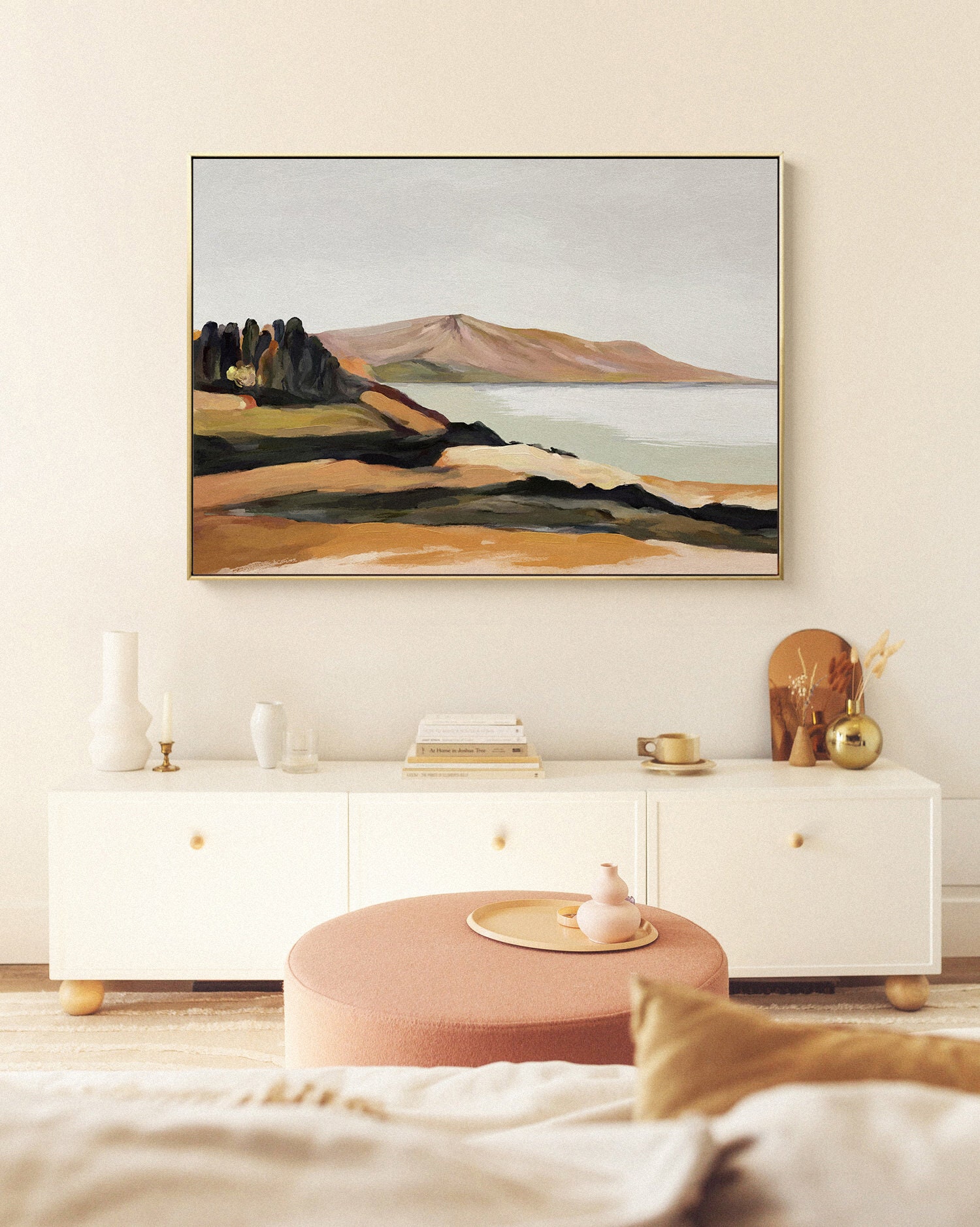 Large Abstract Landscape Oil Painting on Canvas, Hand-painted Mountain ...