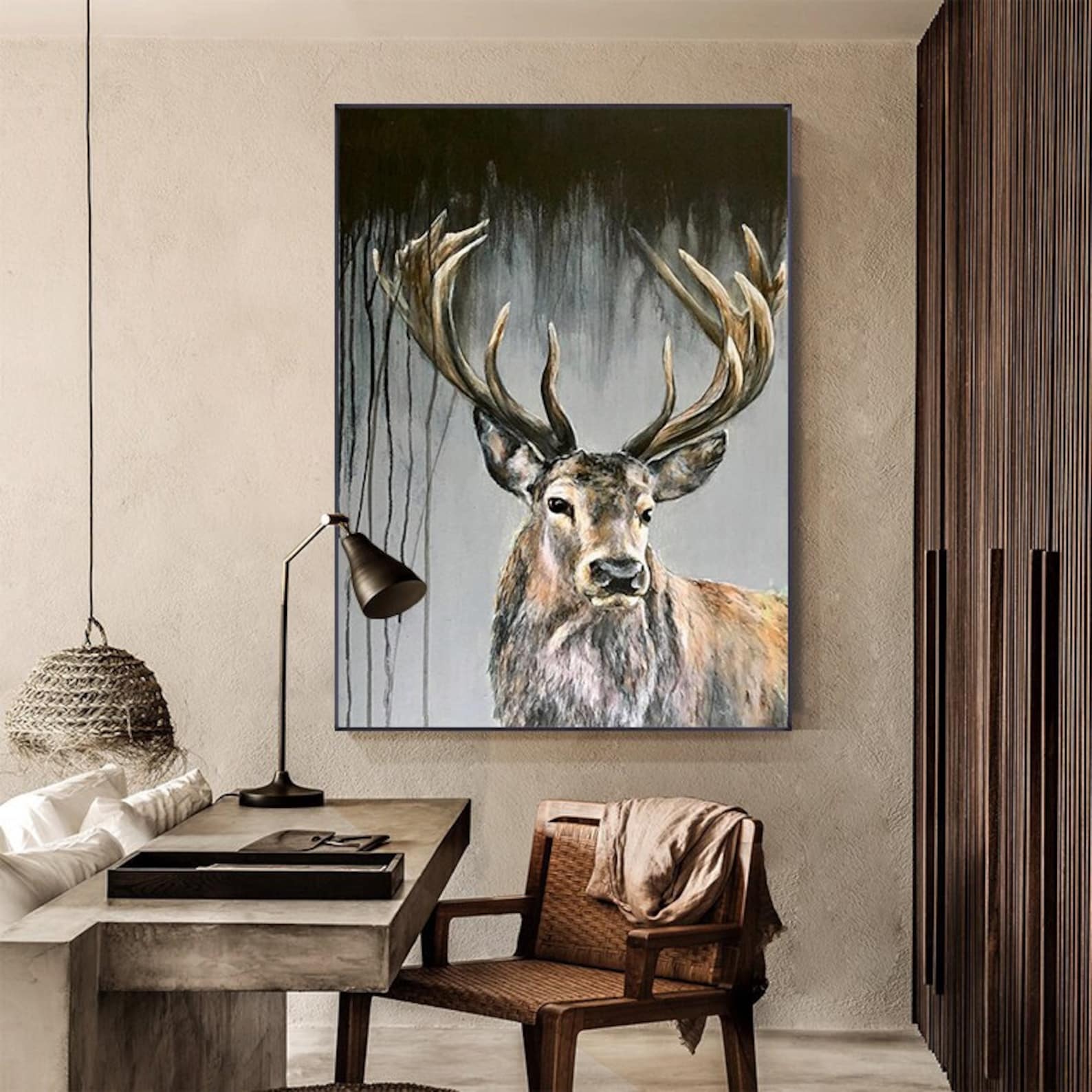 Large Abstract Deer Oil Painting on Canvas Original and - Etsy