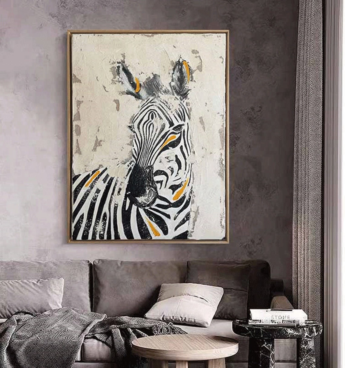 Abstract Zebra Oil Painting on Canvas, Large Original Zebra Canvas Wall ...