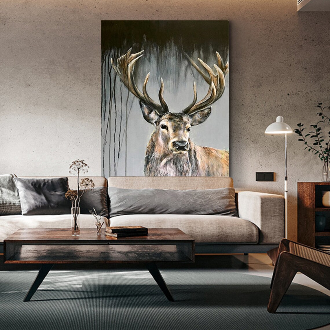 Large Abstract Deer Oil Painting on Canvas Original and - Etsy