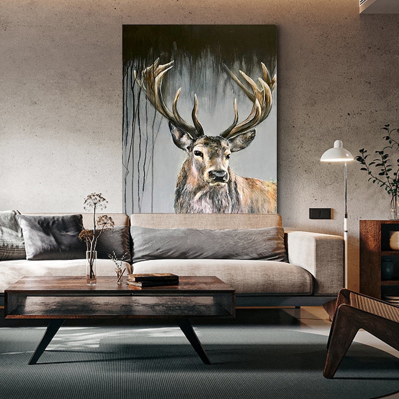 Large Abstract Deer Oil Painting on Canvas Original and - Etsy