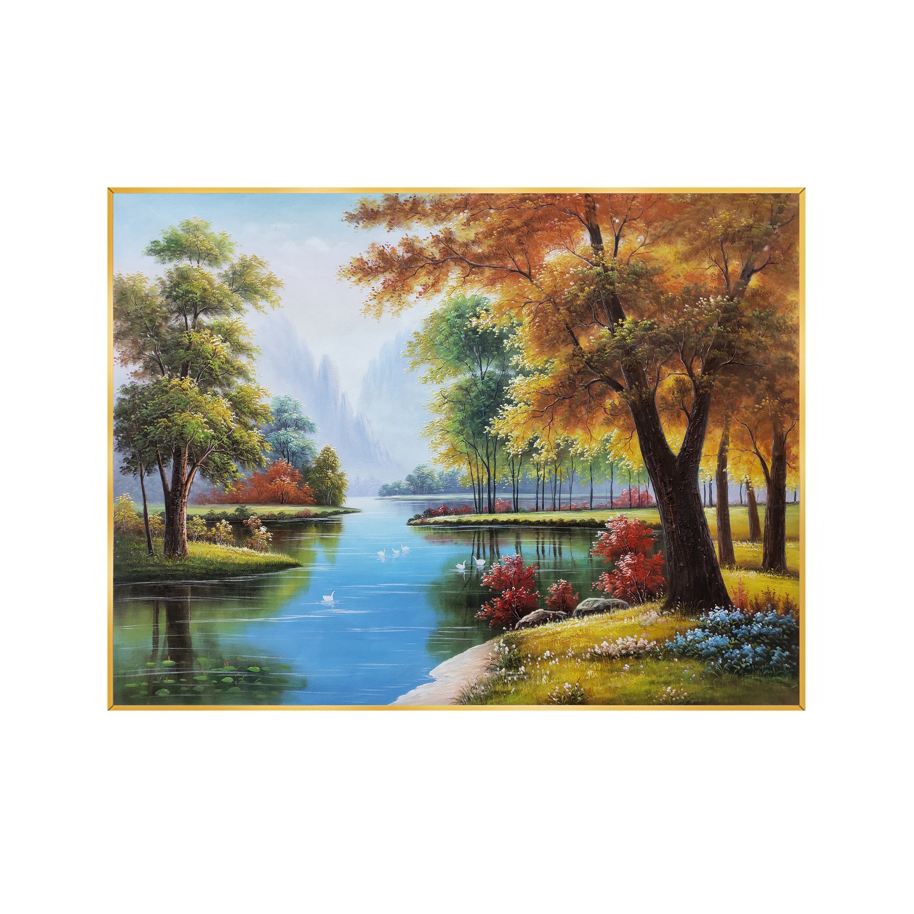 Classical Landscape Oil Painting on Canvas, Original Forest and Stream ...