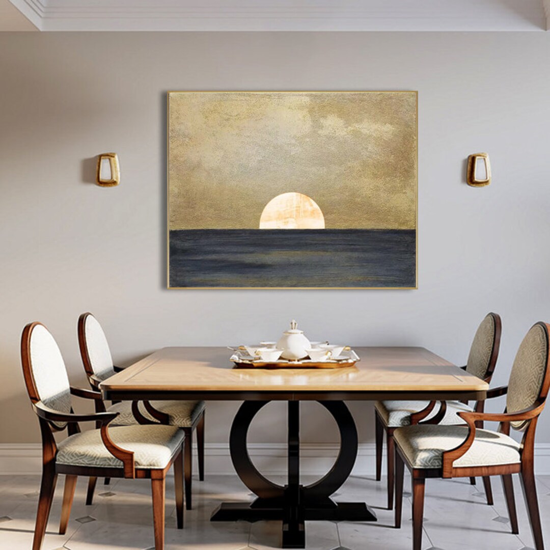 Large Abstract Sunrise Oil Painting on Canvas, Original Abstract ...