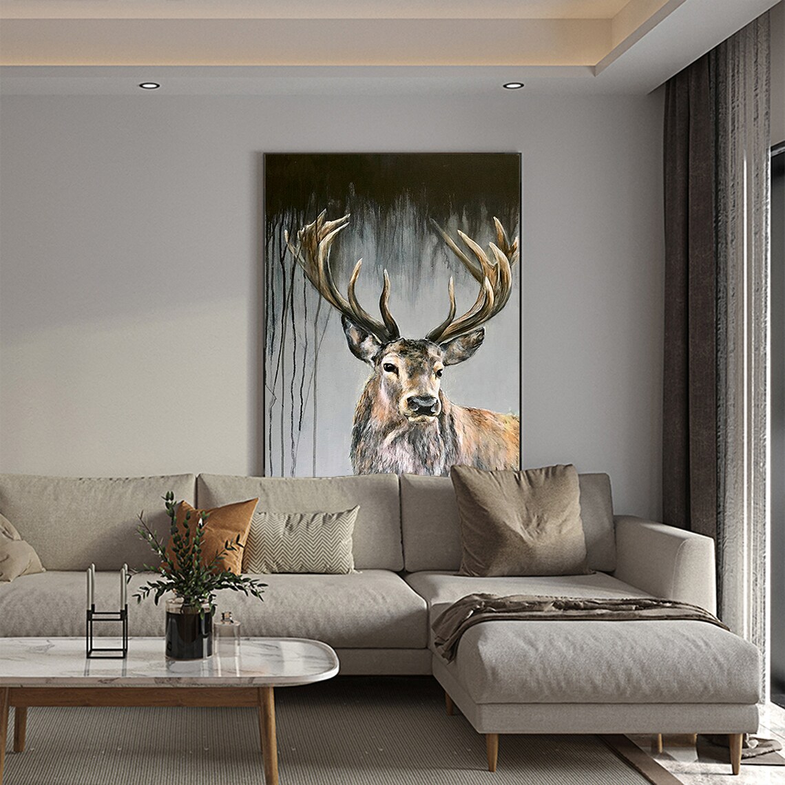 Large Abstract Deer Oil Painting on Canvas Original and - Etsy