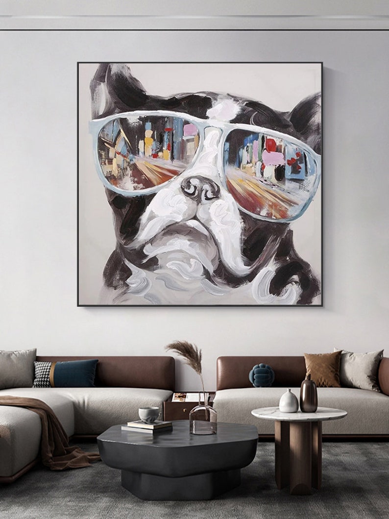 Abstract Dog Canvas Wall Art Large Original Cartoon Oil - Etsy