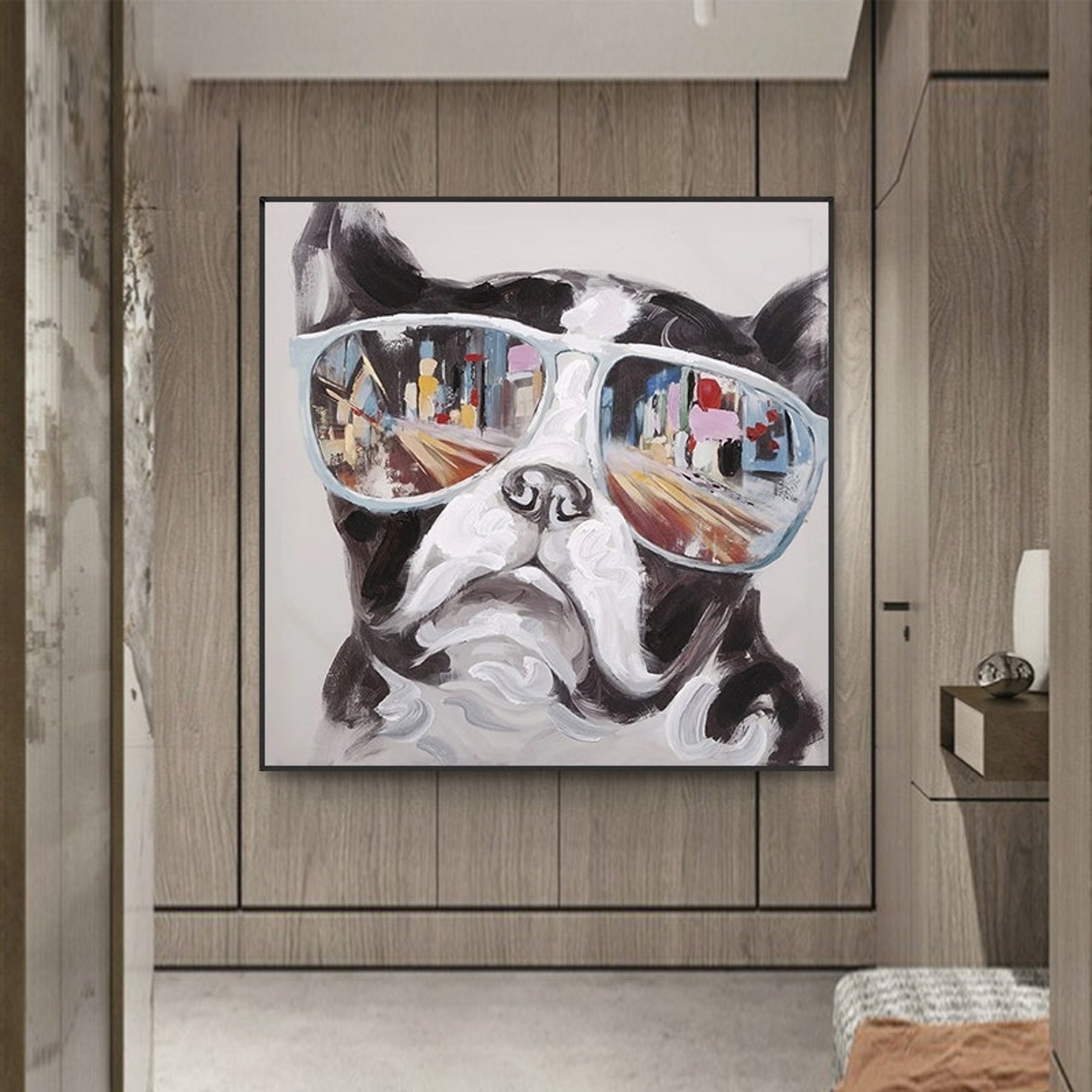 Abstract Dog Canvas Wall Art Large Original Cartoon Oil - Etsy