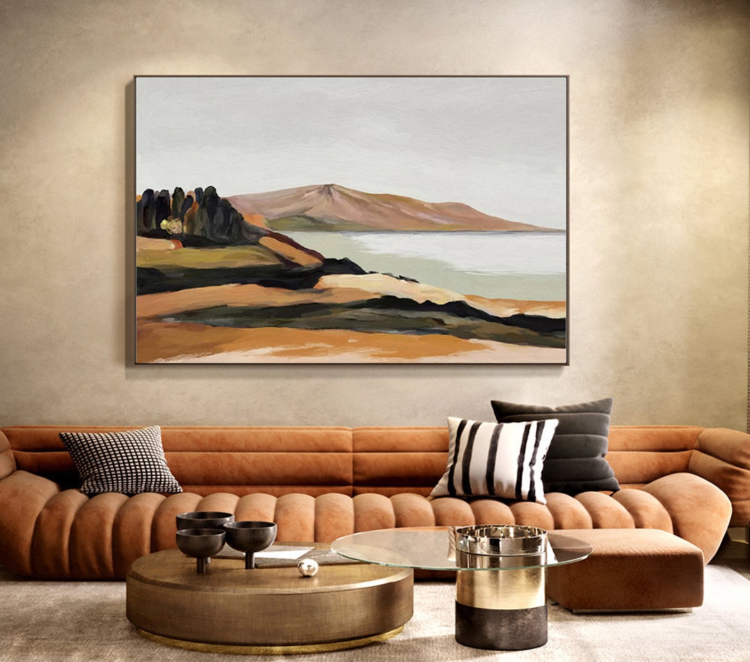 Large Abstract Landscape Oil Painting on Canvas, Hand-painted Mountain ...