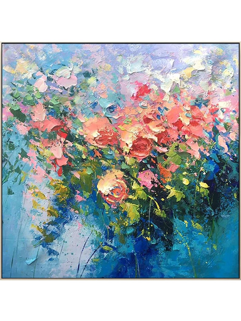 Original Roses Painting on Canvas Impressionist Flowers | Etsy