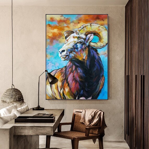 Original Argali Sheep Oil Painting on Canvas Large Abstract - Etsy