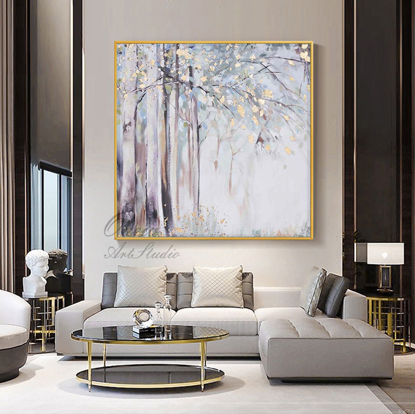 Large Abstract Tree Canvas Wall Art, Hand-painted Landscape Oil ...