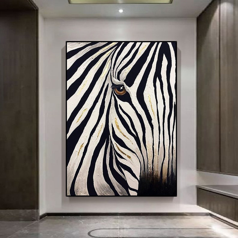 Abstract Zebra Oil Painting on Canvas, Large Original Zebra Canvas Wall ...