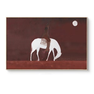 Abstract Horse Riding Oil Painting on Canvas, Original White Horse at ...