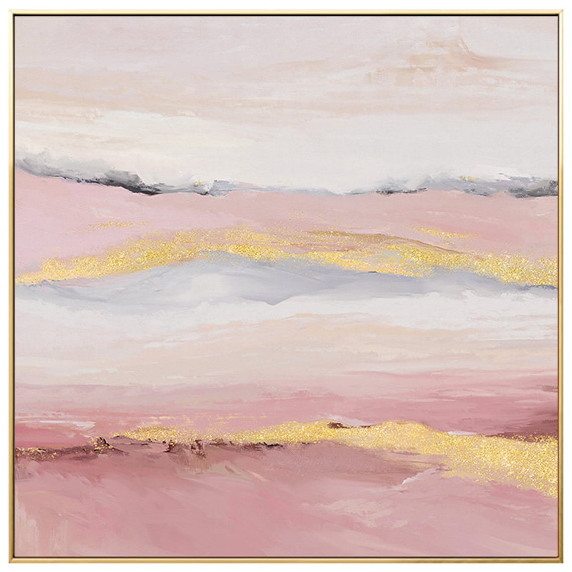 Pink and Gold Abstract Painting Minimalist Canvas Wall Art - Etsy