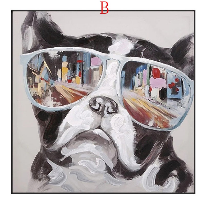 Abstract Dog Canvas Wall Art, Large Original Cartoon Oil Painting on ...