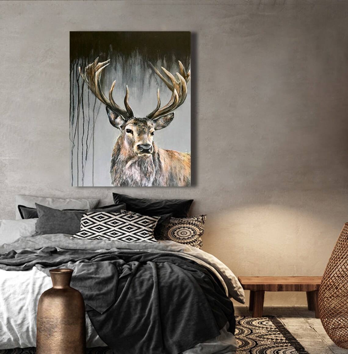 Large Abstract Deer Oil Painting on Canvas Original and - Etsy