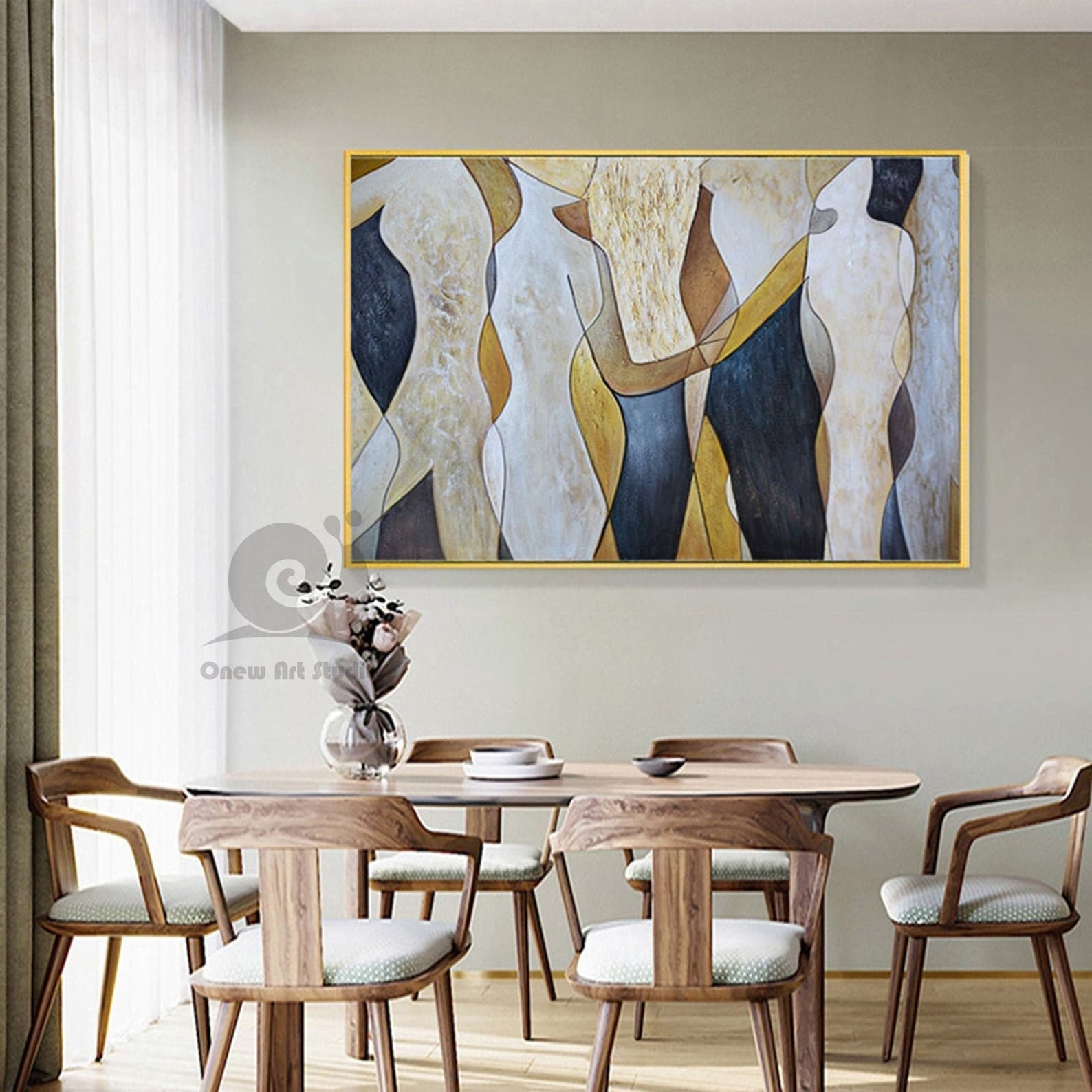 Original Abstract Canvas Wall Art Large Geometric Figure - Etsy