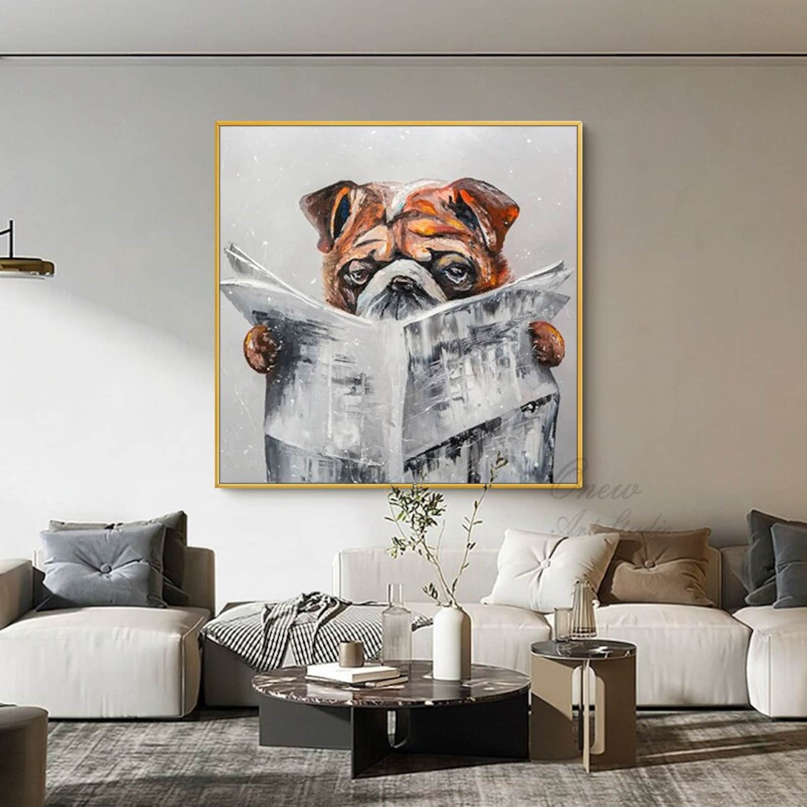 Abstract Dog Canvas Wall Art Large Original Cartoon Oil - Etsy