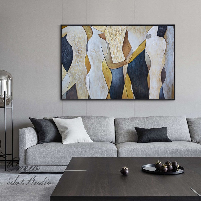 Original Abstract Canvas Wall Art Large Geometric Figure - Etsy