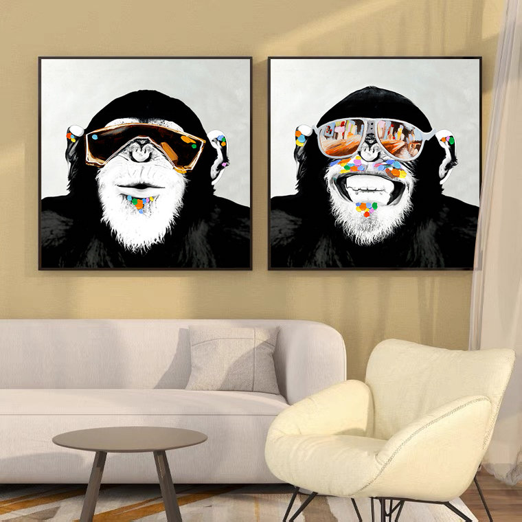 Abstract Monkey Oil Painting on Canvas Large Original Monkey | Etsy