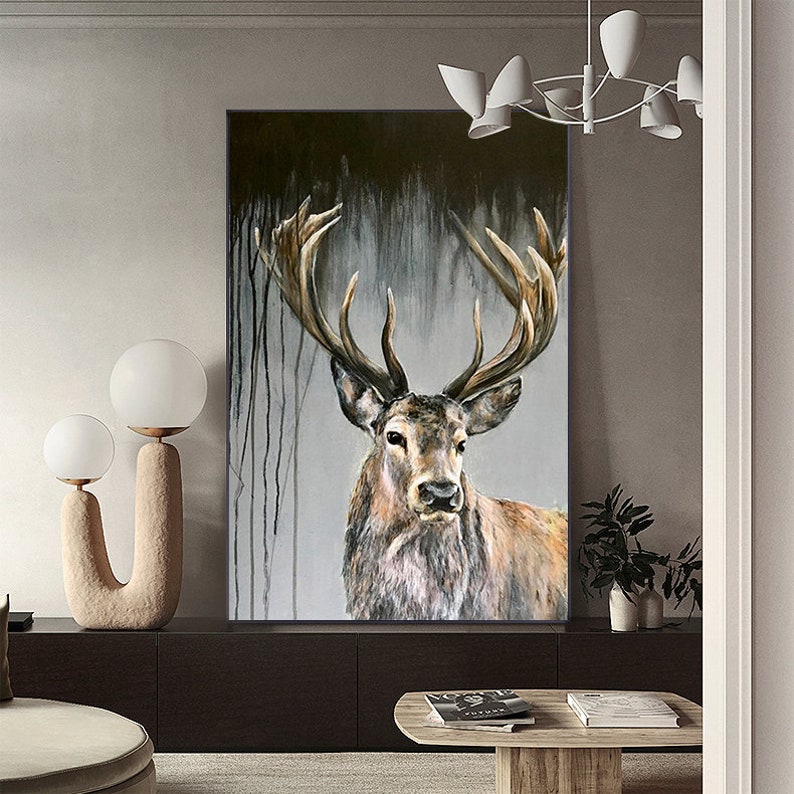 Large Abstract Deer Oil Painting on Canvas Original and - Etsy