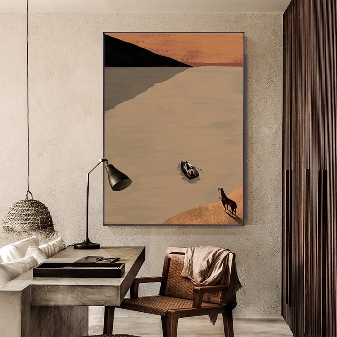 Large Abstract Landscape Oil Painting on Canvas, Original Mountain and ...