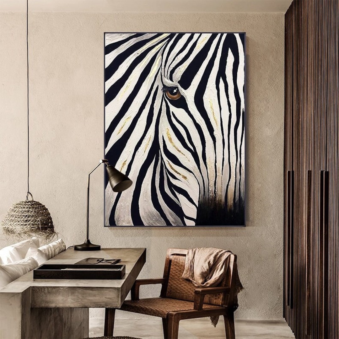 Abstract Zebra Oil Painting on Canvas, Large Original Zebra Canvas Wall ...