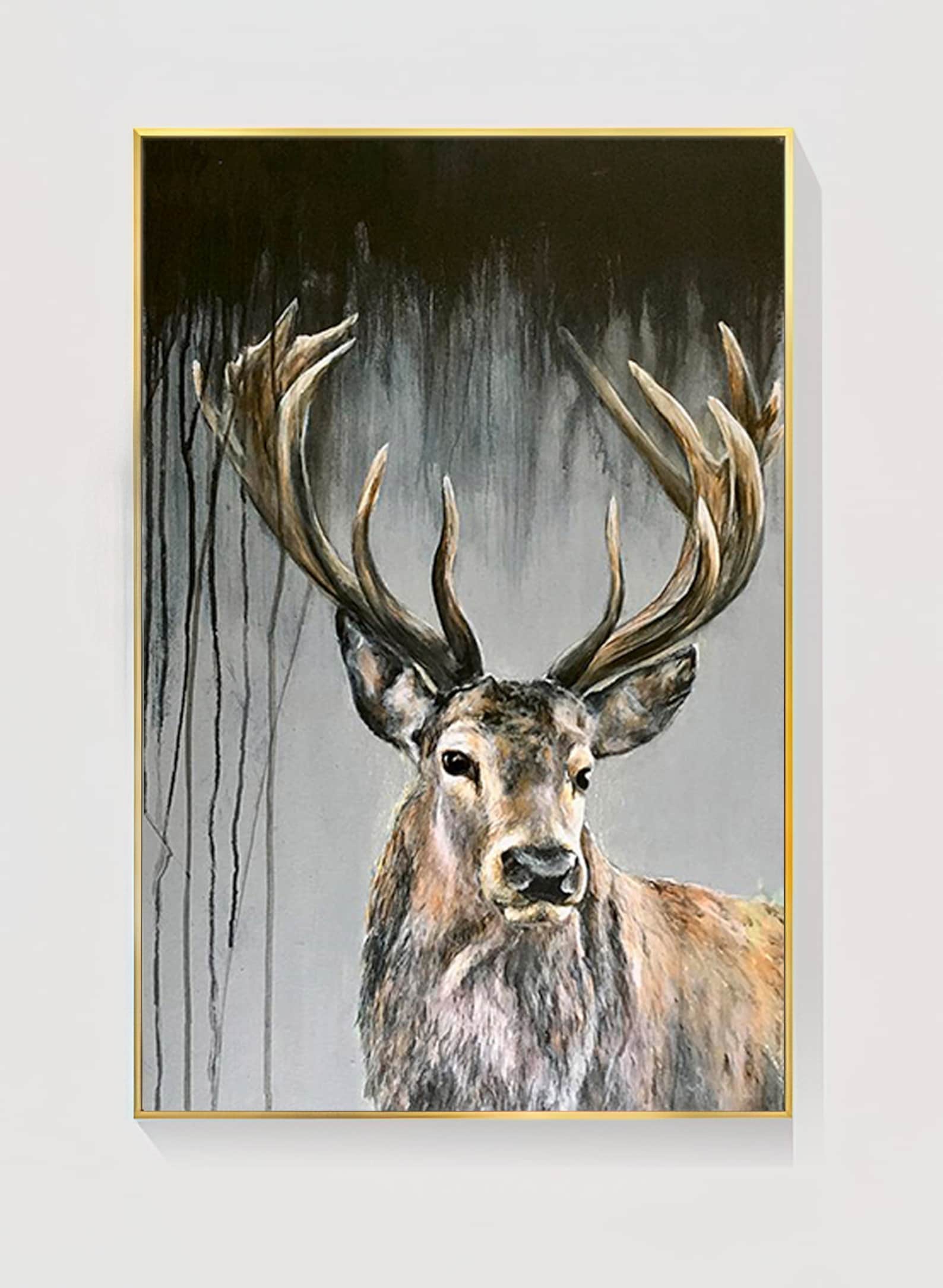 Large Abstract Deer Oil Painting on Canvas Original and - Etsy