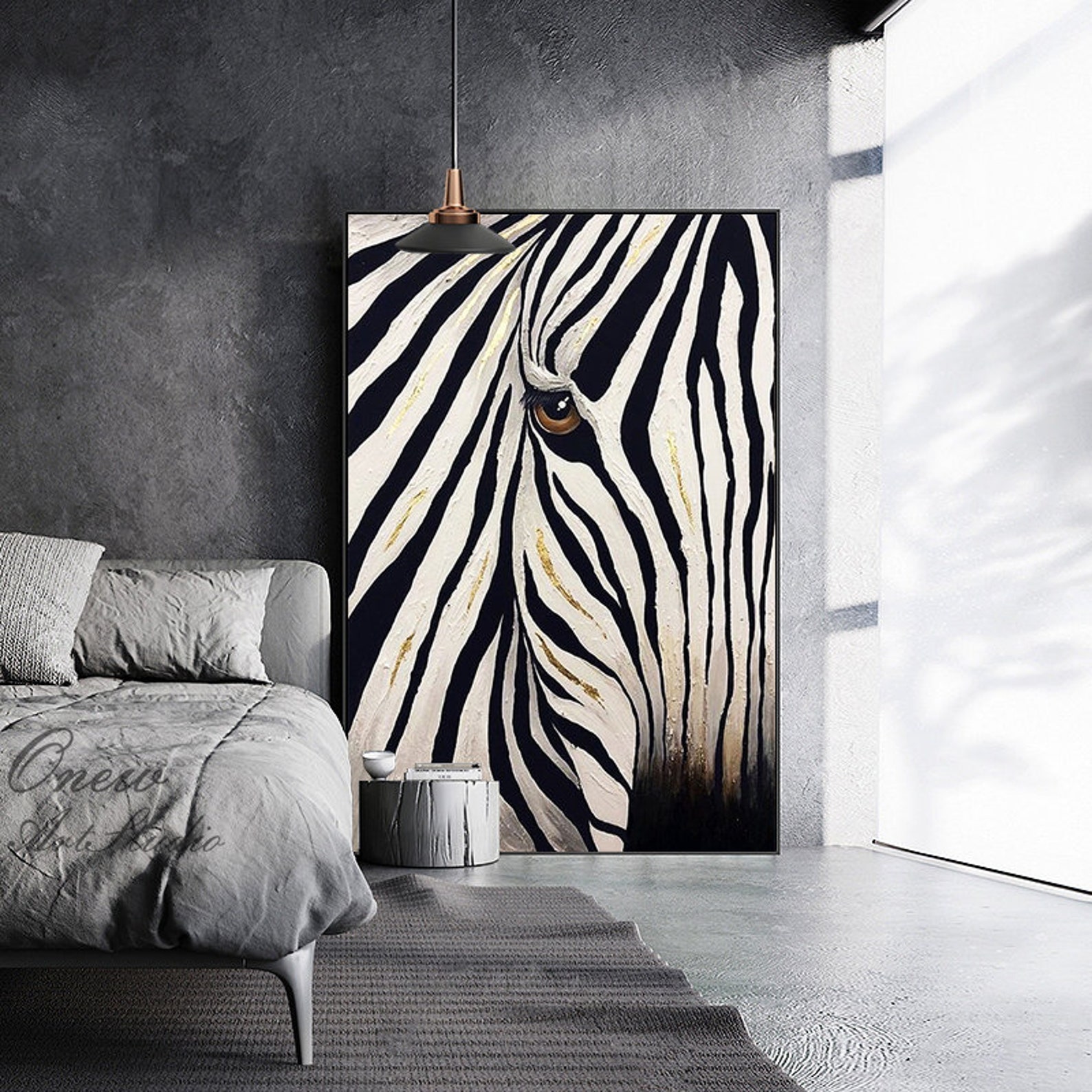Abstract Zebra Oil Painting on Canvas, Large Original Zebra Canvas Wall ...