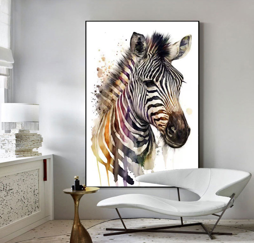Large Abstract Zebra Oil Painting on Canvas, Original Zebra Canvas Wall ...