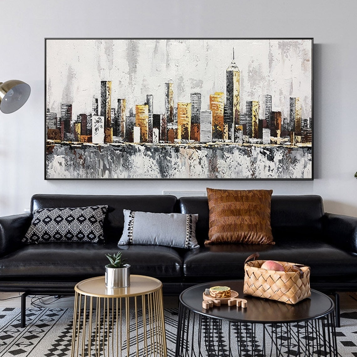 Abstract New York Cityscape Oil Painting on Canvas Original - Etsy