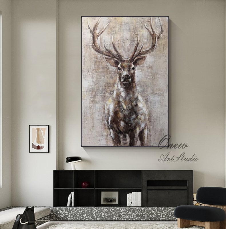 Large Abstract Deer Oil Painting on Canvas Original and - Etsy
