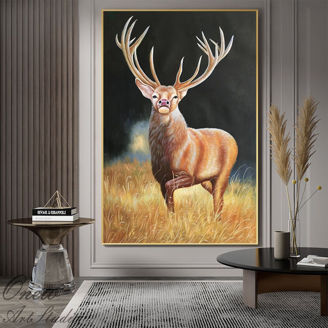 Large Abstract Deer Oil Painting on Canvas Original and | Etsy