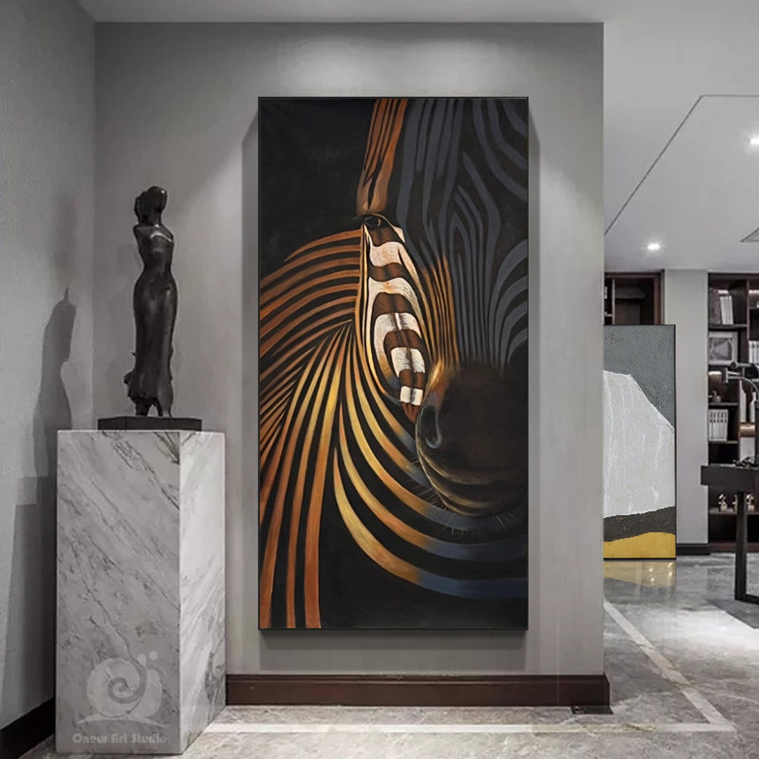 Abstract Colorful Zebra Oil Painting on Canvas, Large Original Zebra ...