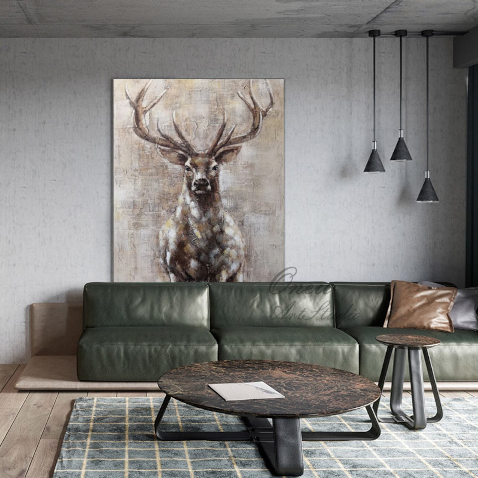 Large Abstract Deer Oil Painting on Canvas Original and - Etsy