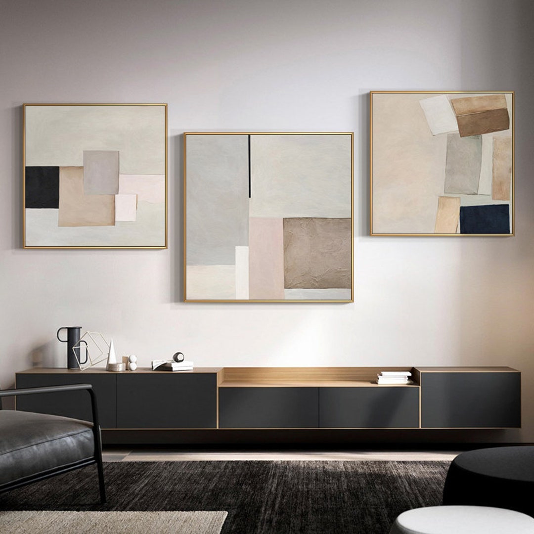 Large Abstract Canvas Wall Art, Original Geometric Acrylic Painting on ...