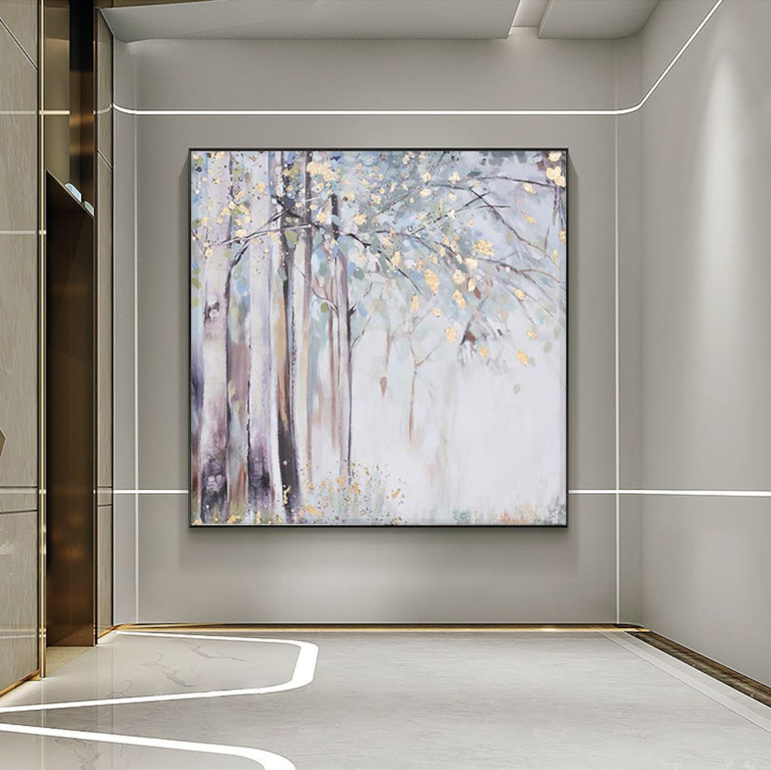 Large Abstract Tree Canvas Wall Art, Hand-painted Landscape Oil ...