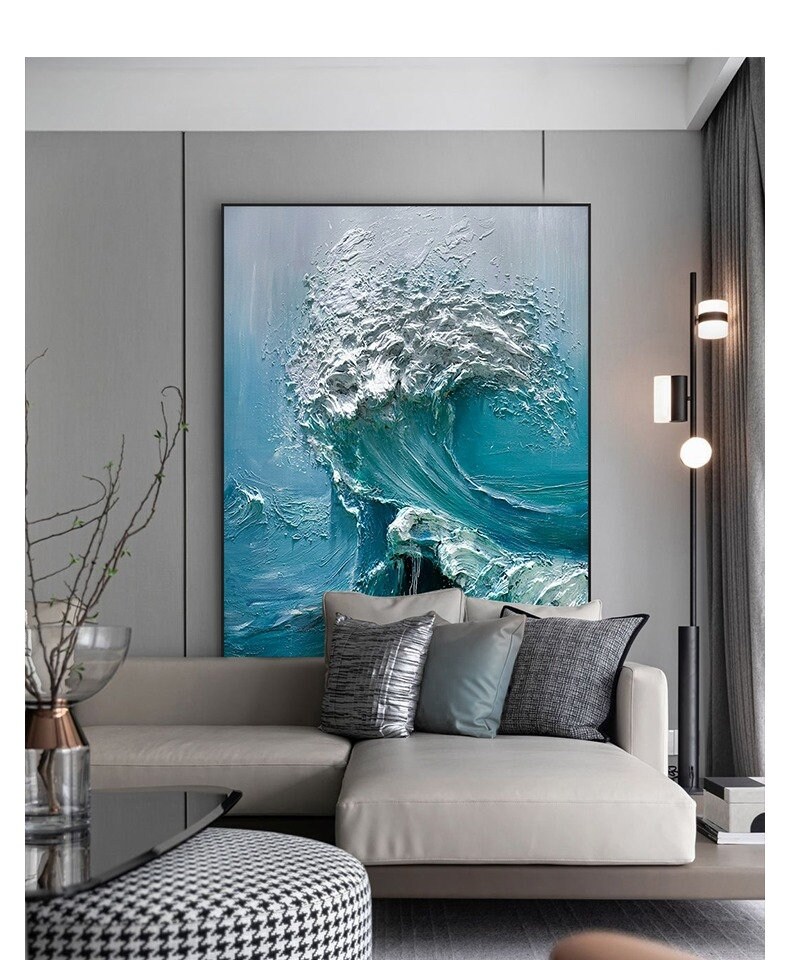 Abstract Ocean Waves Canvas Wall Art Textured Waves Oil | Etsy