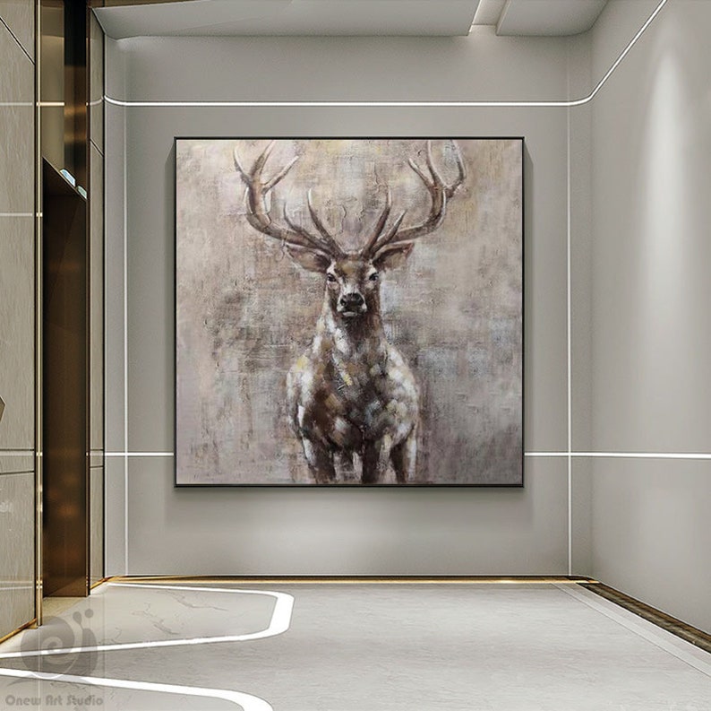 Large Abstract Deer Oil Painting on Canvas Original and - Etsy