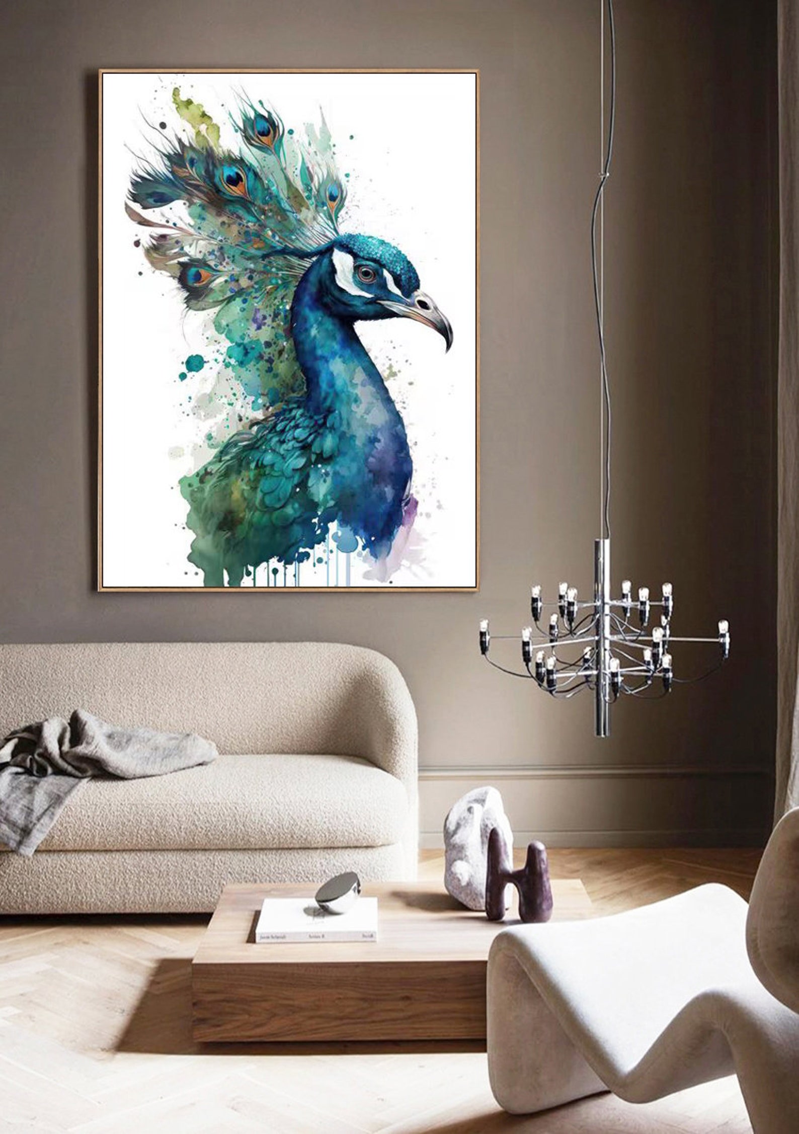 Hand Painted Peacock Oil Painting on Canvas, Large Abstract Peacock ...
