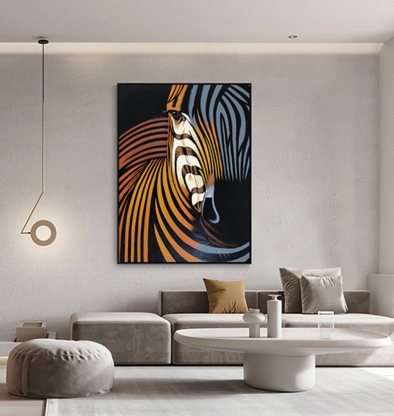 Abstract Colorful Zebra Oil Painting on Canvas, Large Original Zebra ...