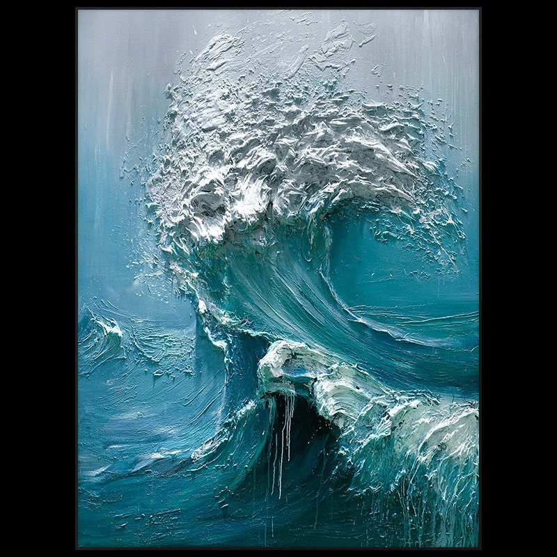 Abstract Ocean Waves Canvas Wall Art Textured Waves Oil | Etsy