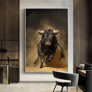 Classical Bull Oil Painting on Canvas, Large Original Bull Canvas Wall ...
