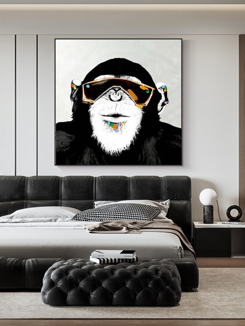 Abstract Monkey Oil Painting on Canvas Large Original Monkey - Etsy