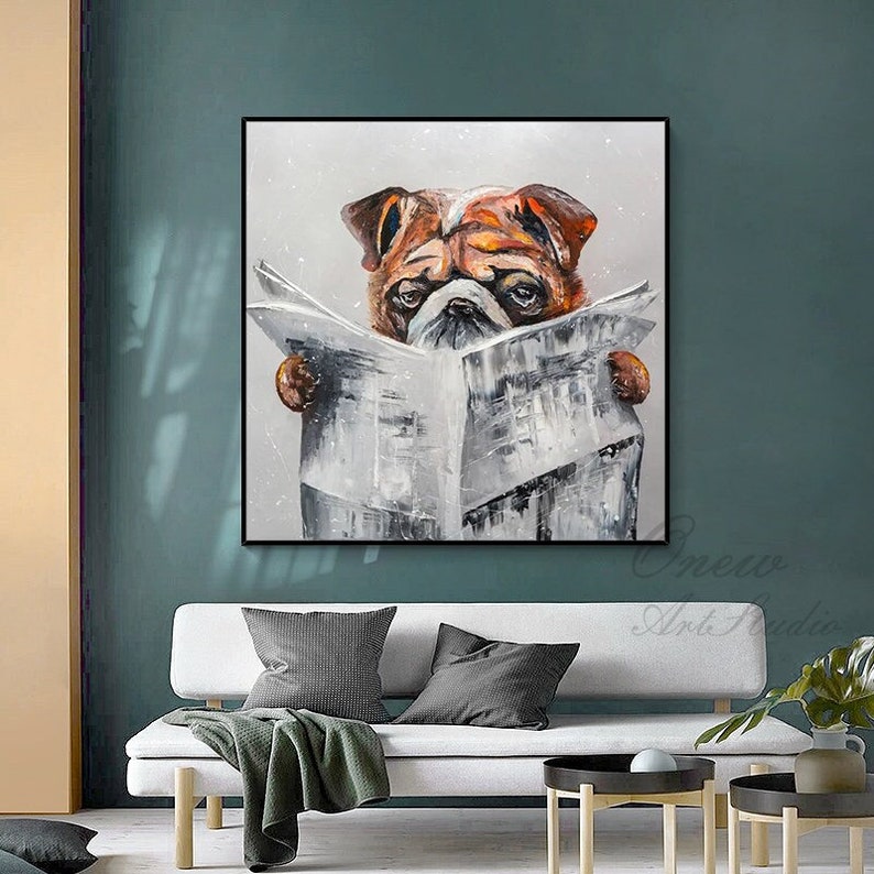 Abstract Dog Canvas Wall Art Large Original Cartoon Oil - Etsy
