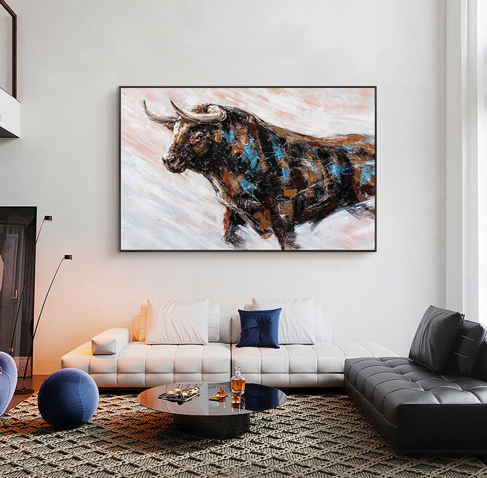 Abstract Bull Oil Painting on Canvas Large Original Bull - Etsy