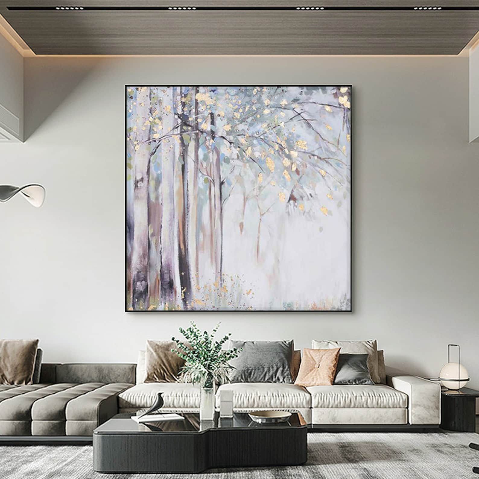 Large Abstract Tree Canvas Wall Art, Hand-painted Landscape Oil ...