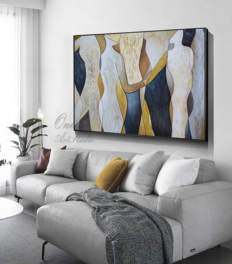 Original Abstract Canvas Wall Art Large Geometric Figure - Etsy
